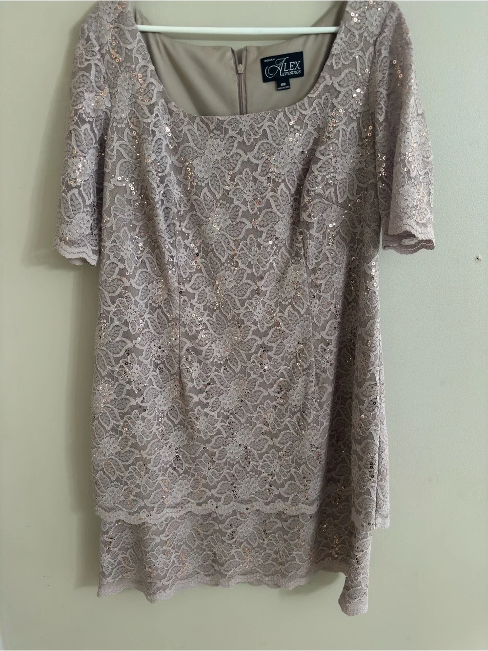 Alex Evenings | Dresses | Alex Evenings Lace Sequin Midi Dress In Blush ...